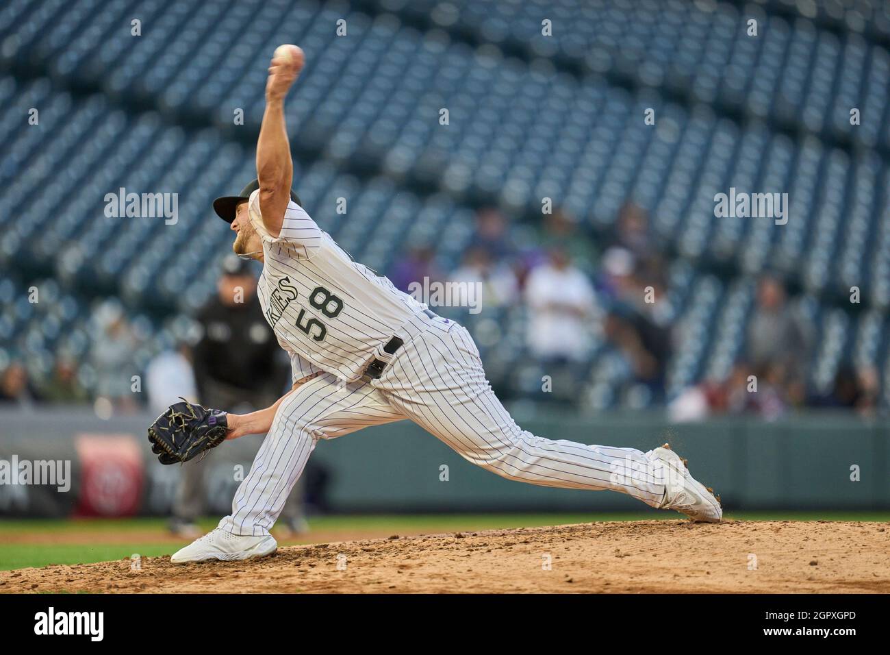 September 29 2021: Colorado pitcher Lucas Gilbreath (59) throws a pitch ...