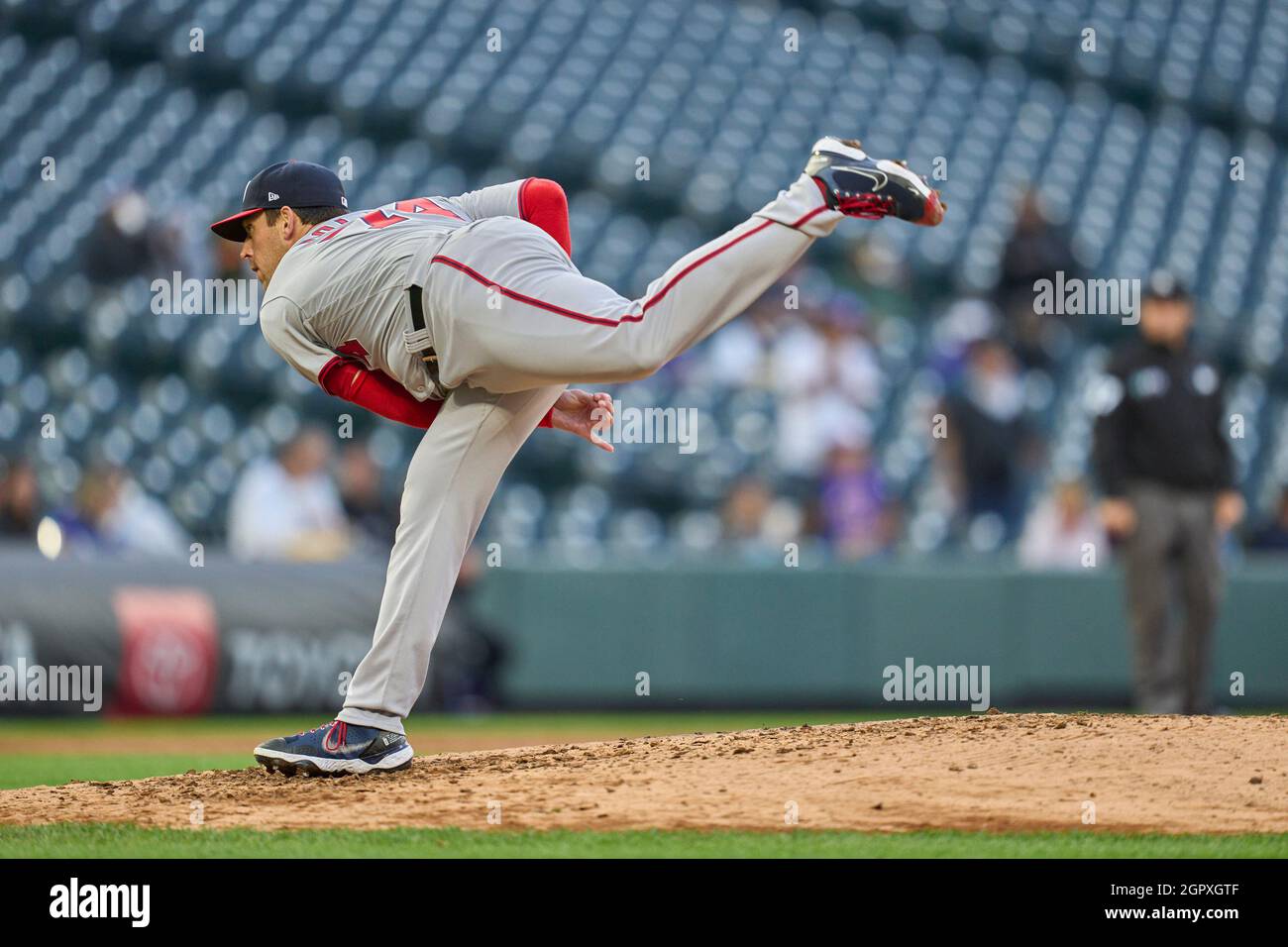 Denver CO, USA. 29th Sep, 2021. Washington pitcher Sean Nolin (74 ...