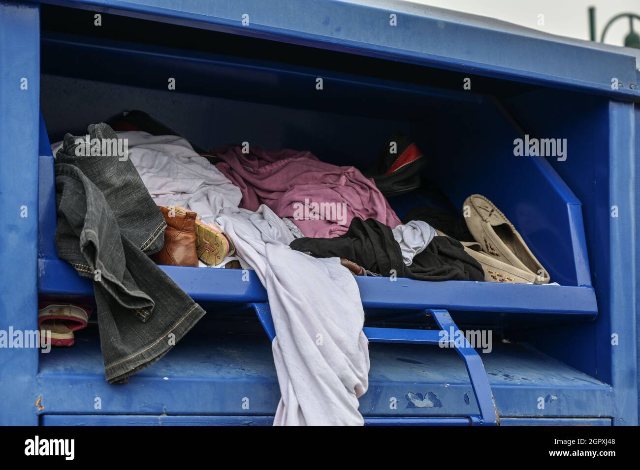 Shoe recycling collection bin hi-res stock photography and images - Alamy