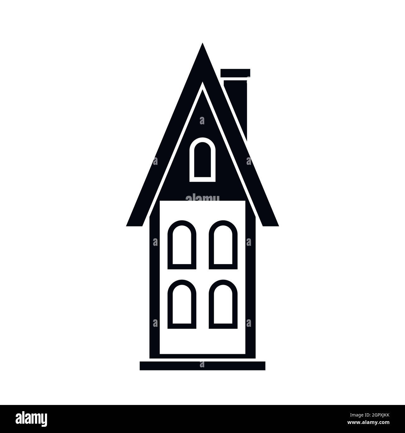 Two storey house with attic icon, simple style Stock Vector Image & Art ...