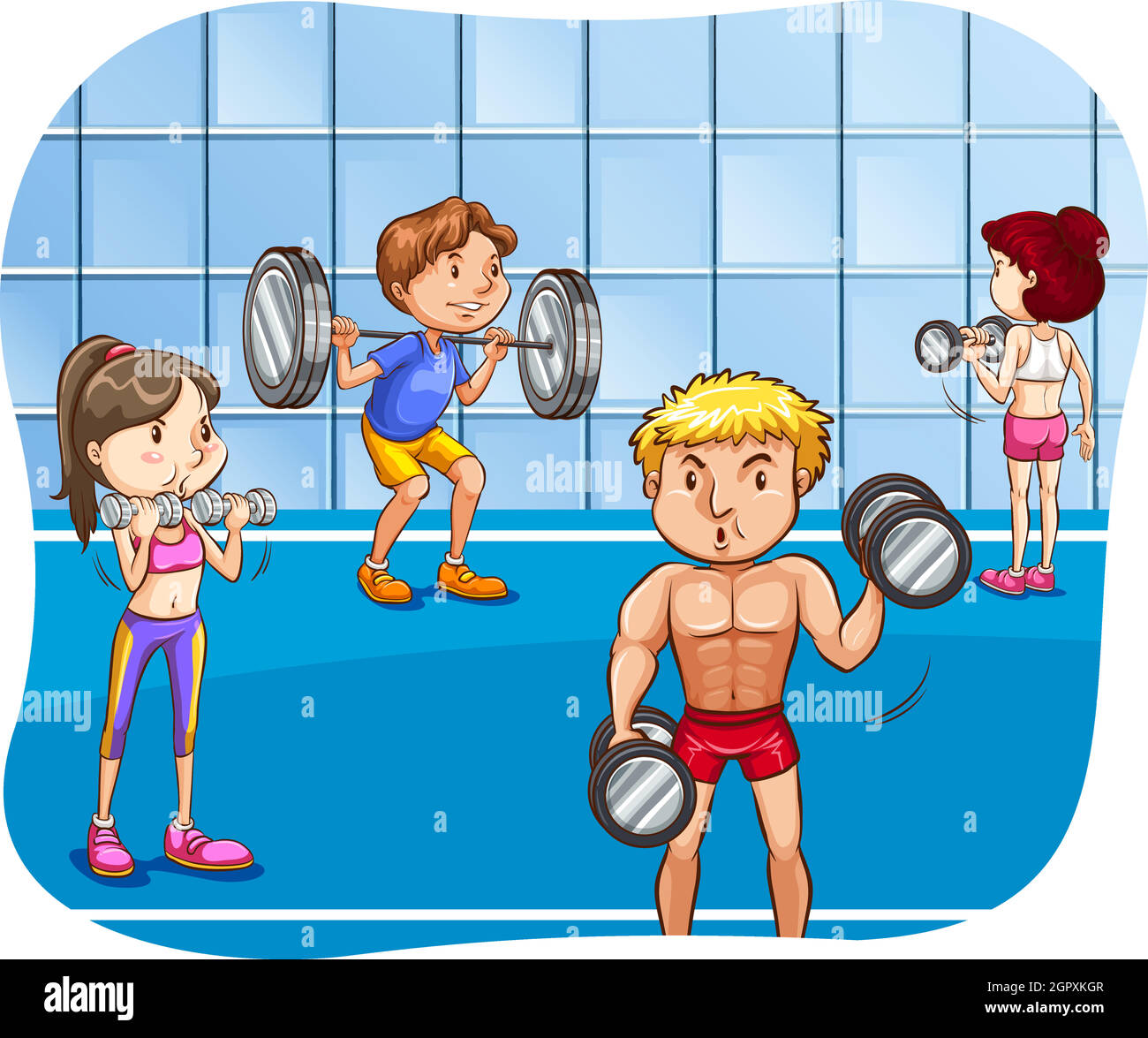 Cartoon illustration woman lifting Cut Out Stock Images & Pictures - Alamy