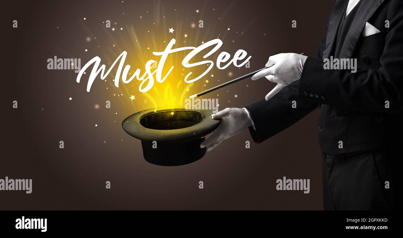 Old Magician is showing magic trick Stock Photo - Alamy