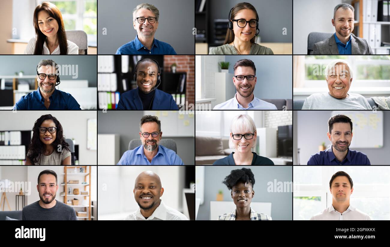 Professional Group Headshot Video Conference. Avatar Faces Collage ...