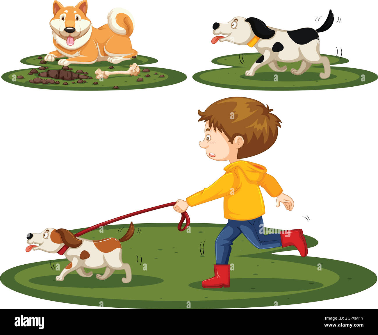 Set of boy and dogs Stock Vector Image & Art - Alamy