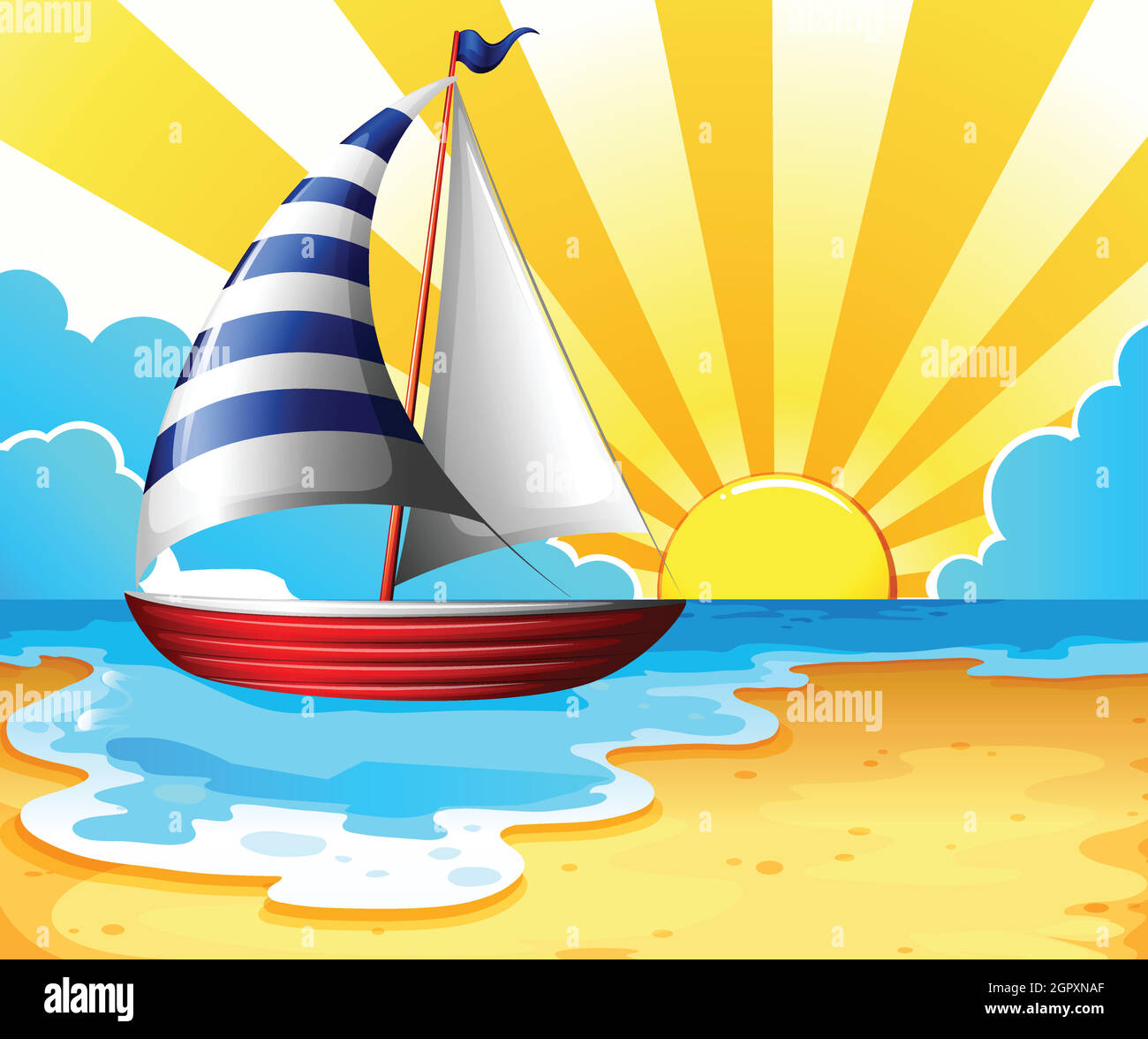 Sand beach sail boat Stock Vector Images - Alamy