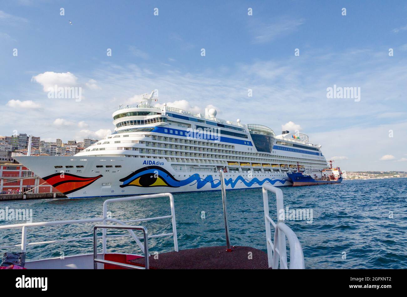Aida Diva cruise ship docked in Bosphorus, Istanbul, Turkey Stock Photo ...