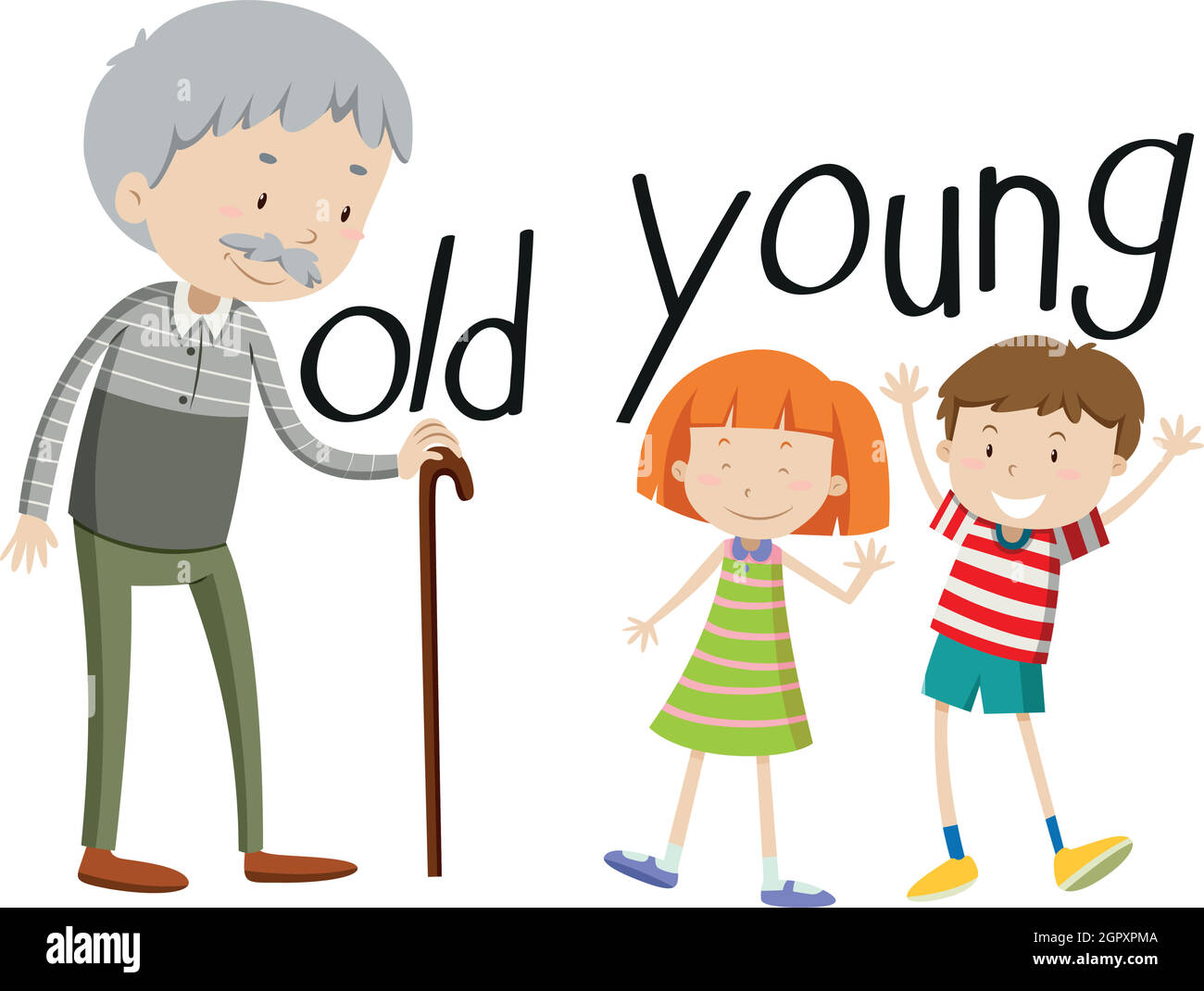 Opposite adjectives old and young Stock Vector Image & Art - Alamy