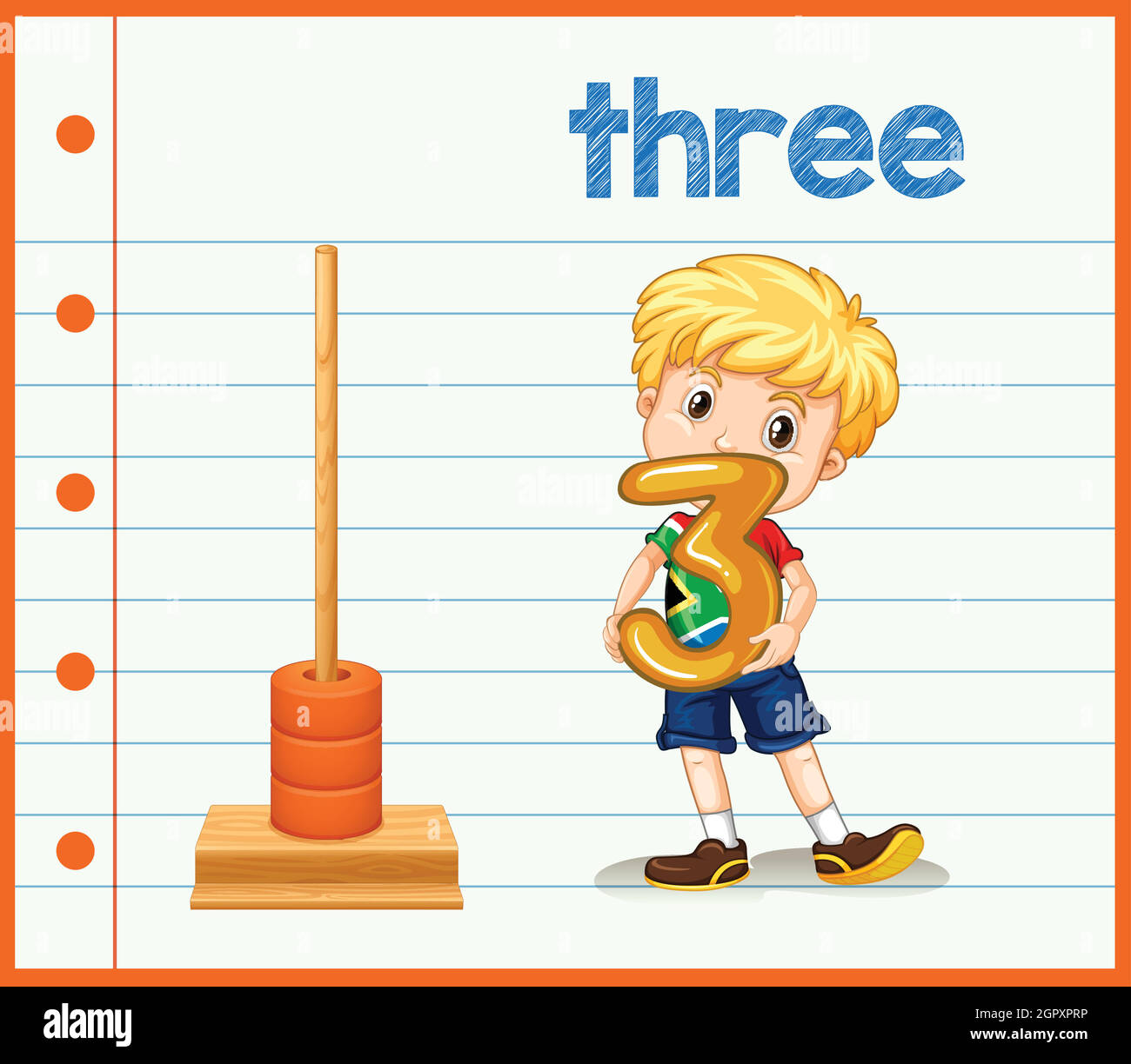 A boy holding number three Stock Vector Image & Art - Alamy