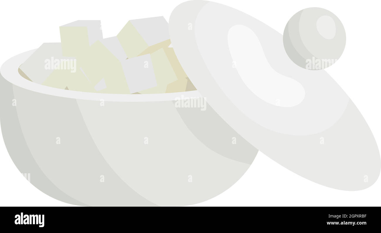 Sugar bowl with sugar cubes icon, cartoon style Stock Vector Image ...