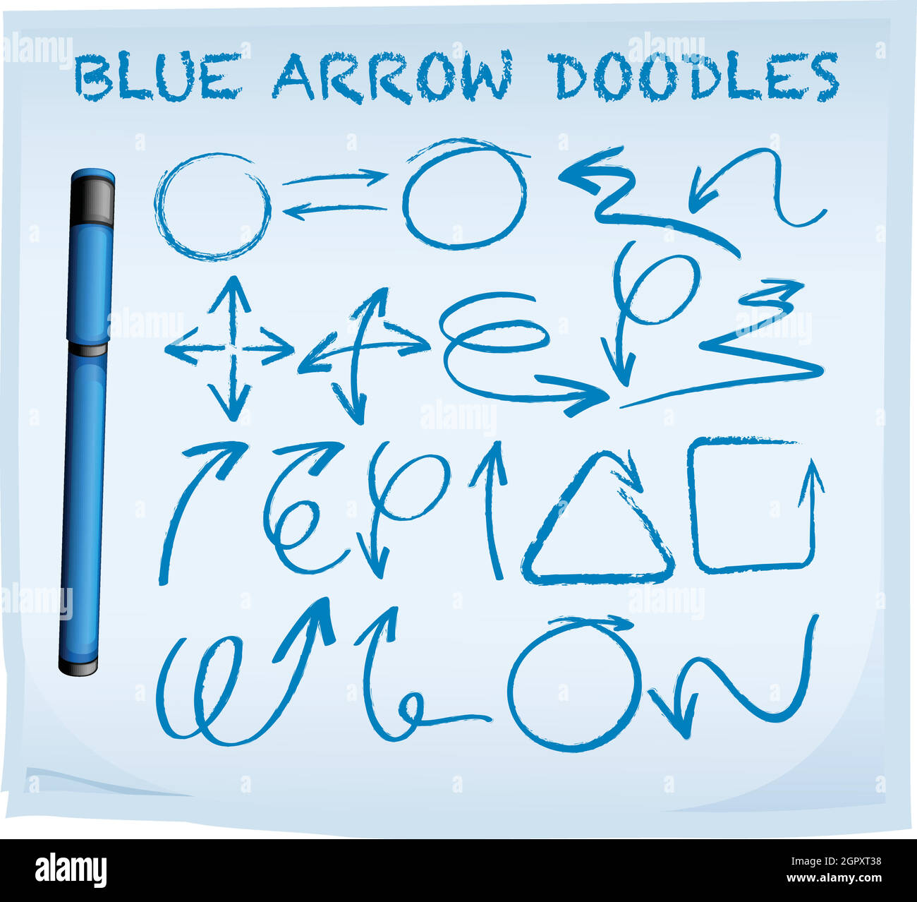 Blue arrow doodles on blue paper Stock Vector Image & Art - Alamy
