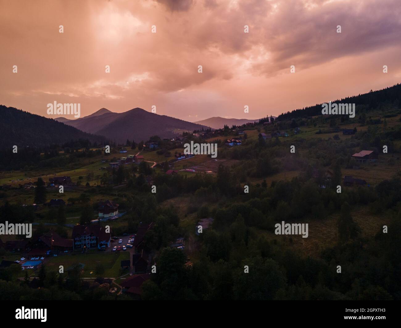 Overcast sunset above mountains hi-res stock photography and images - Alamy