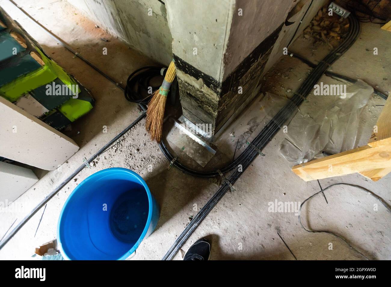 interior construction building site and electrical installation Stock ...