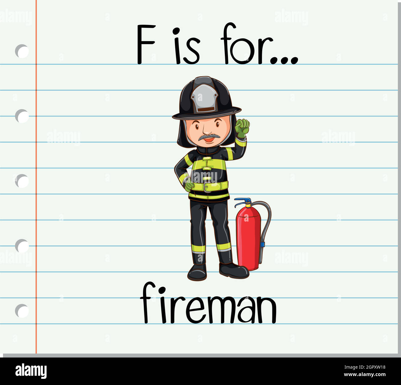 Flashcard letter F is for fireman Stock Vector Image & Art - Alamy