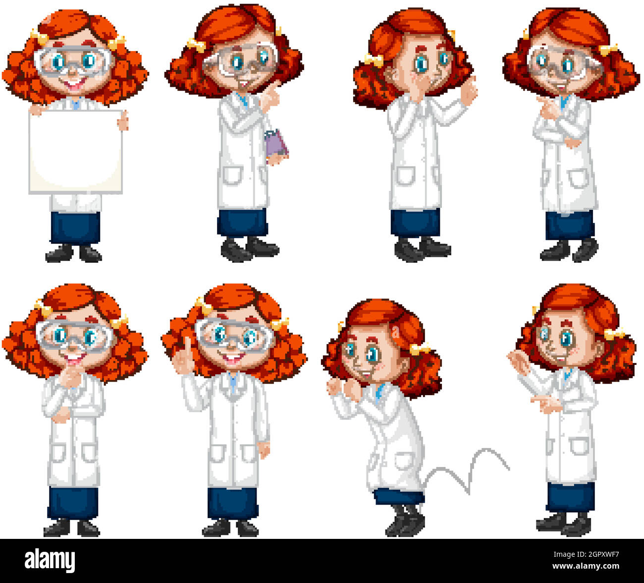 Girl in science gown doing different poses Stock Vector Image & Art - Alamy