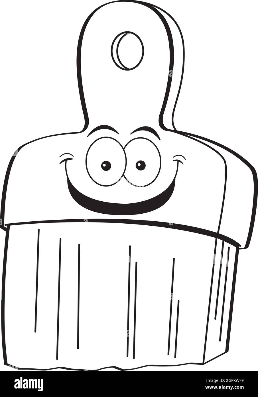Black and white illustration of a smiling paint brush Stock Vector ...