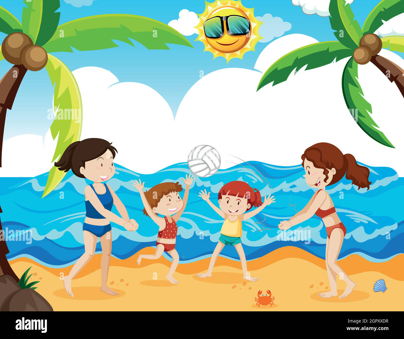 Family umbrella beach Stock Vector Images - Alamy