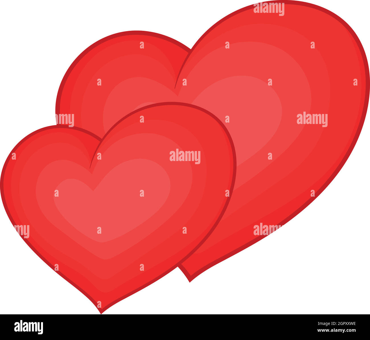 Two hearts together red Stock Vector Images - Alamy
