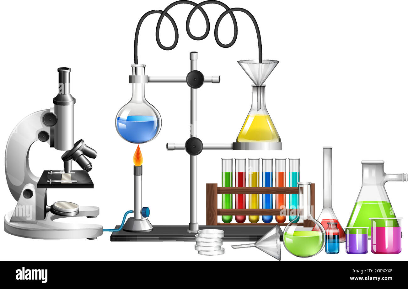 Set of science equipments on white background Stock Vector Image & Art ...