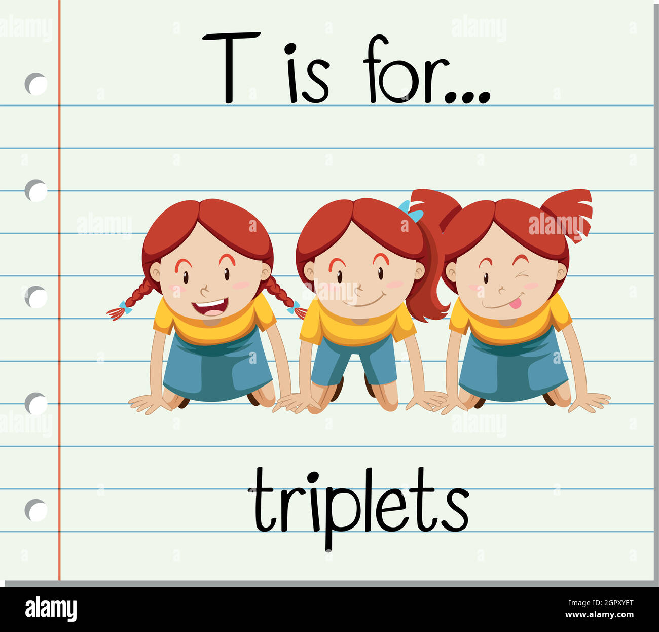 Flashcard alphabet T is for triplets Stock Vector Image & Art - Alamy