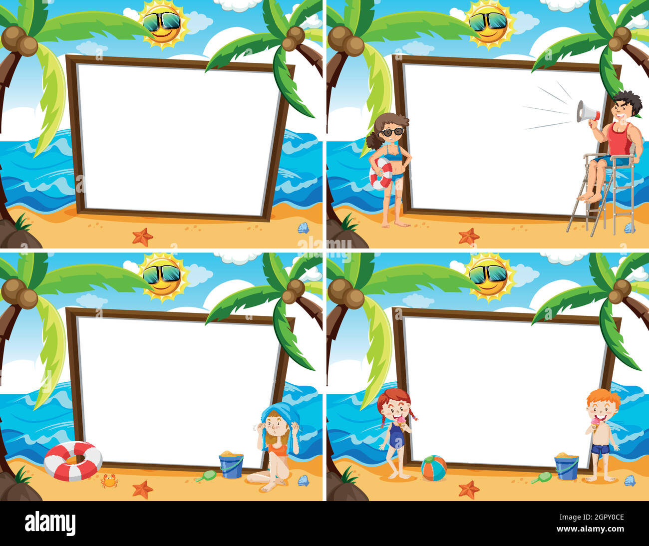 Whiteboard Template Summer Beach Theme Stock Vector Image & Art - Alamy
