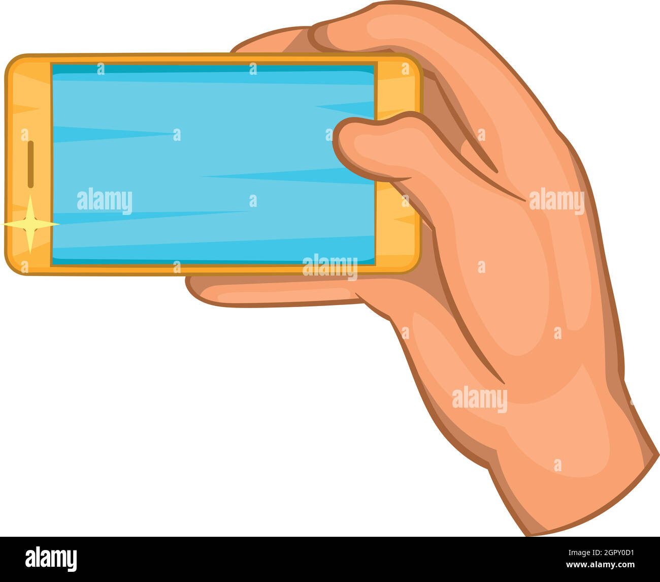 Hand works with a smartphone icon, cartoon style Stock Vector Image ...