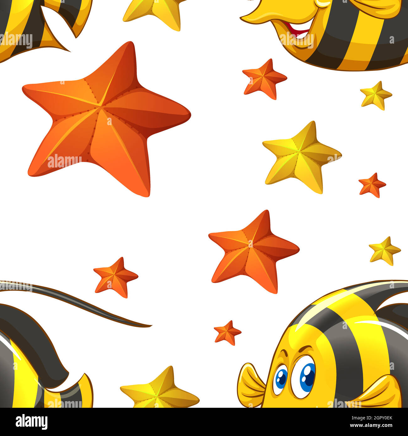 Seamless background with fish and starfish Stock Vector Image & Art - Alamy