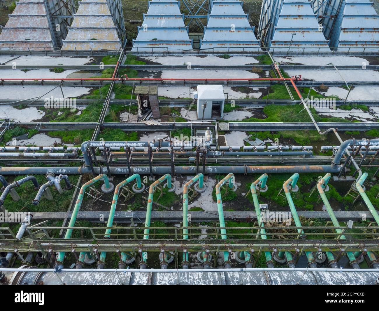 Aerial view of pipework for Blowing Out Tower 1, Octel Bromine Works ...