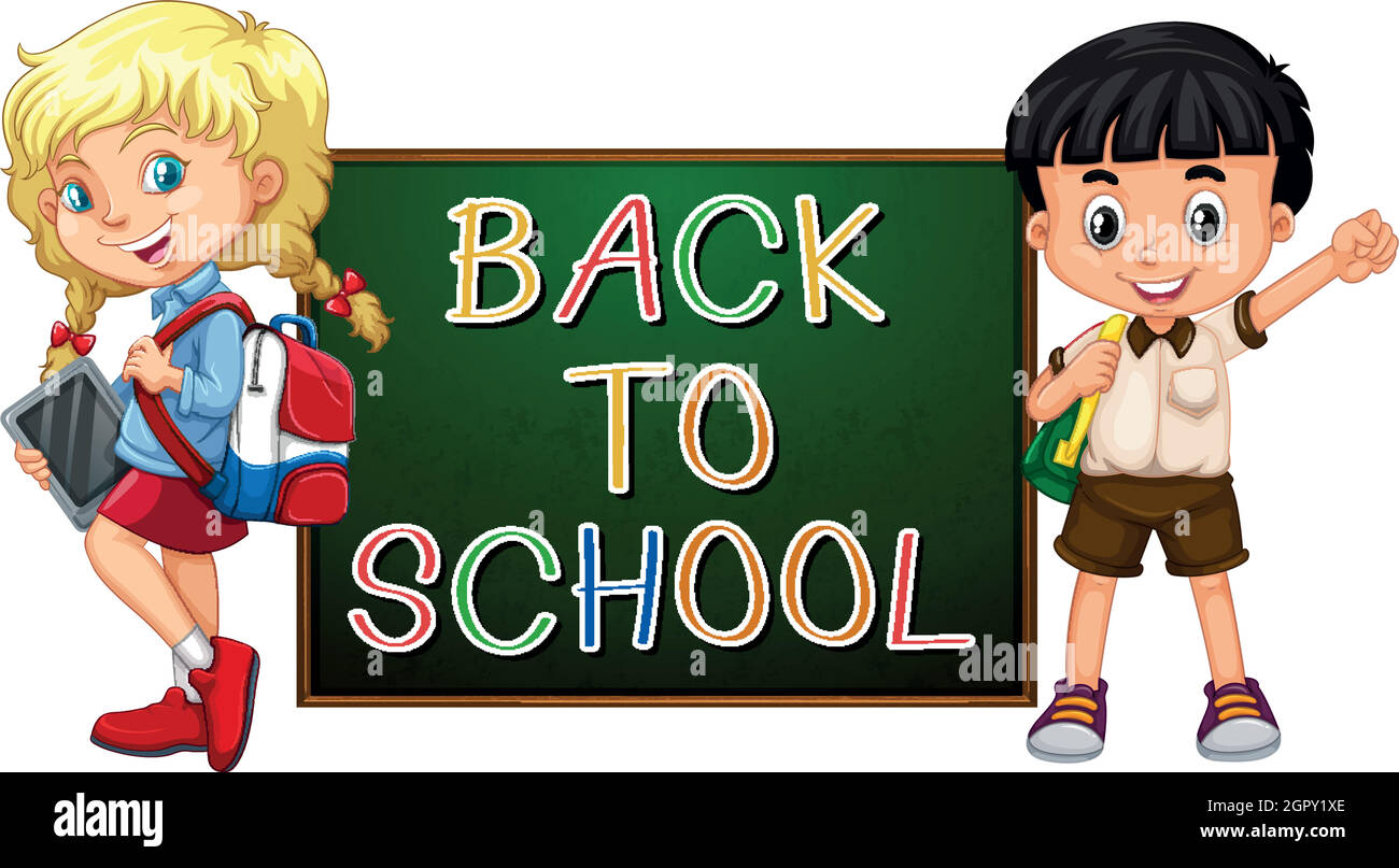 Children with back to school sign Stock Vector Image & Art - Alamy