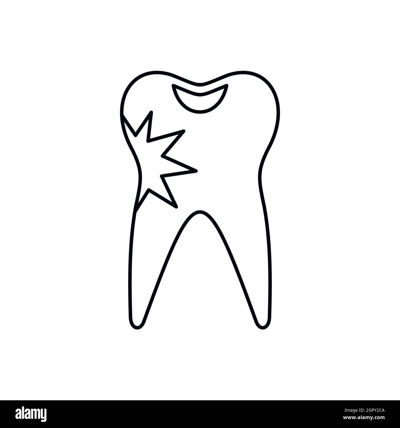 Cracked tooth line icon Stock Vector Images - Alamy
