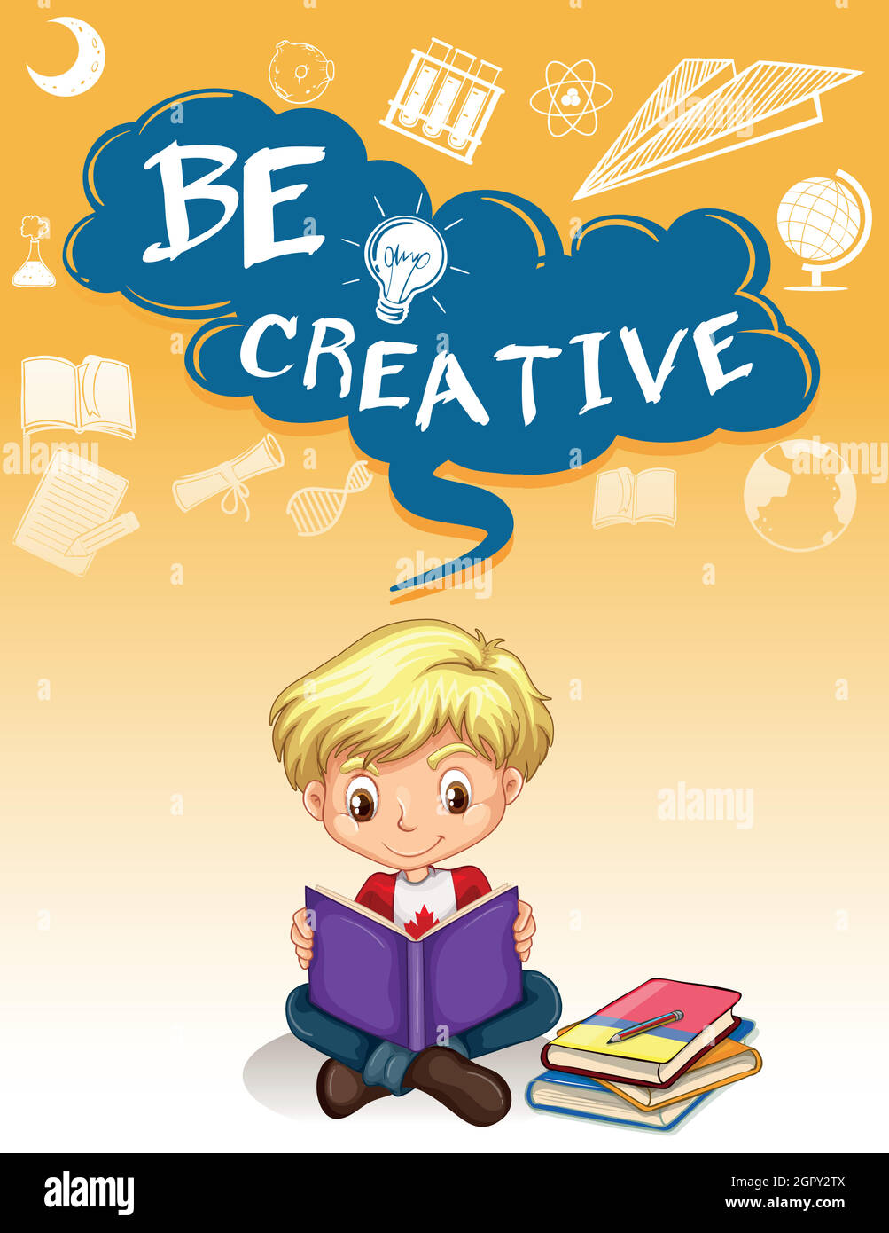 Poster design with boy reading books Stock Vector Image & Art - Alamy