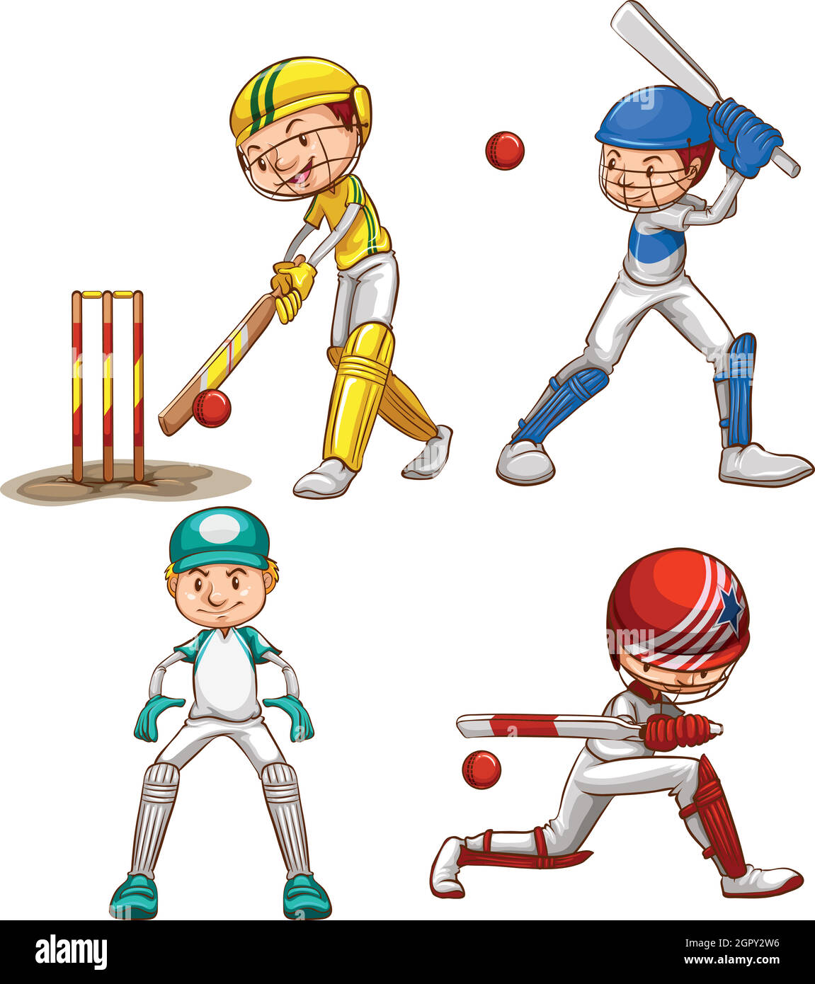 Simple sketches of men playing cricket Stock Vector Image & Art - Alamy
