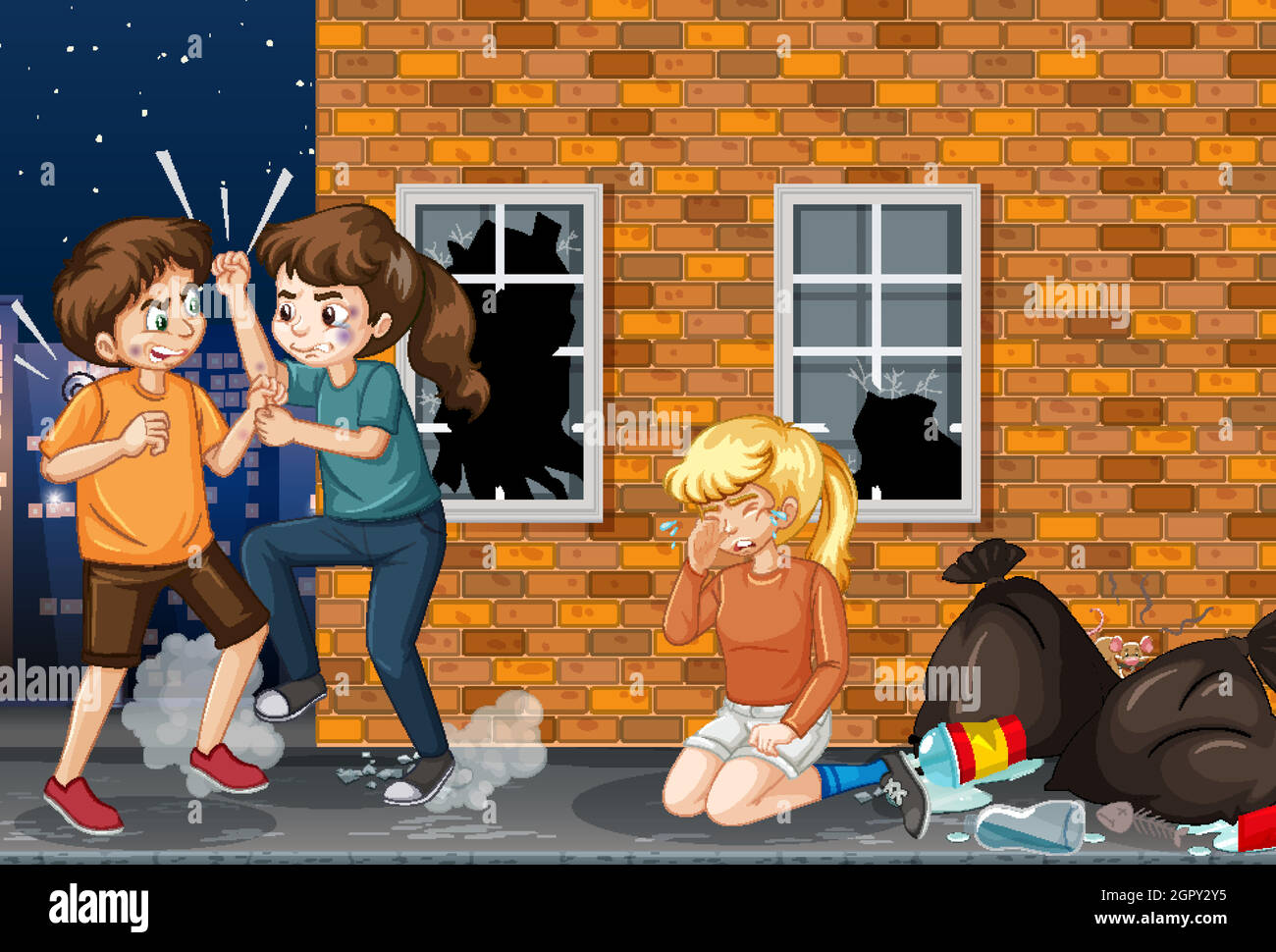 Woman street fighting Stock Vector Images - Alamy