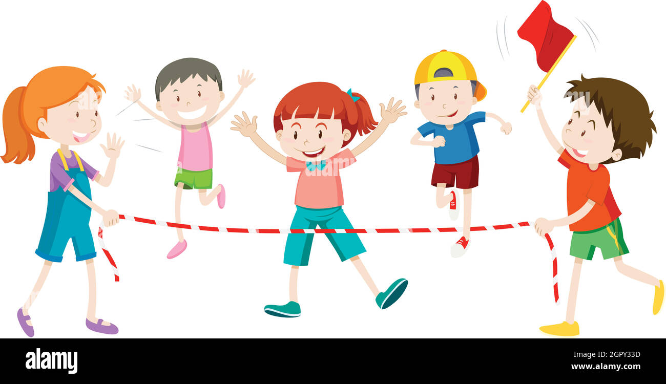 Children running in race Stock Vector Image & Art - Alamy