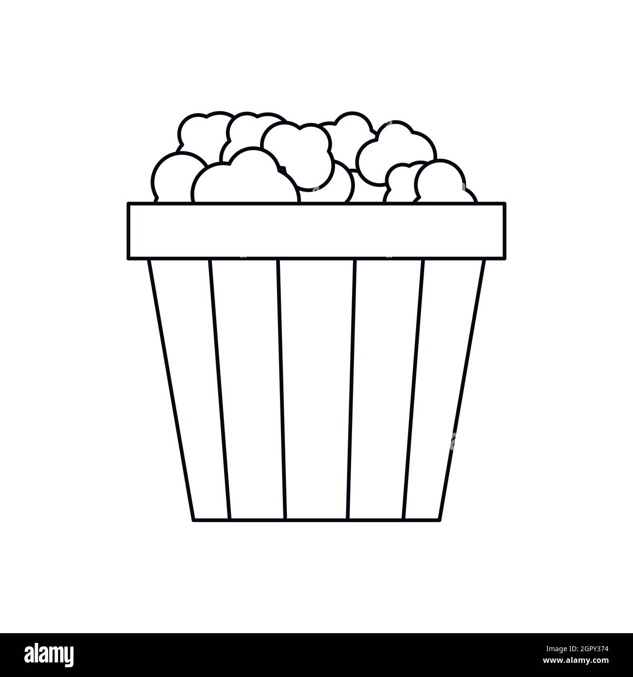 Popcorn in cardboard bucket icon, outline style Stock Vector Image ...