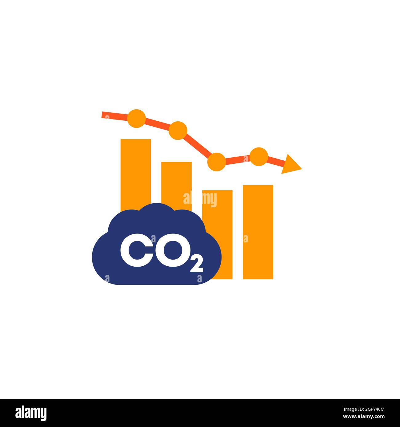 co2 gas, carbon emission reduction icon with graph Stock Vector Image ...