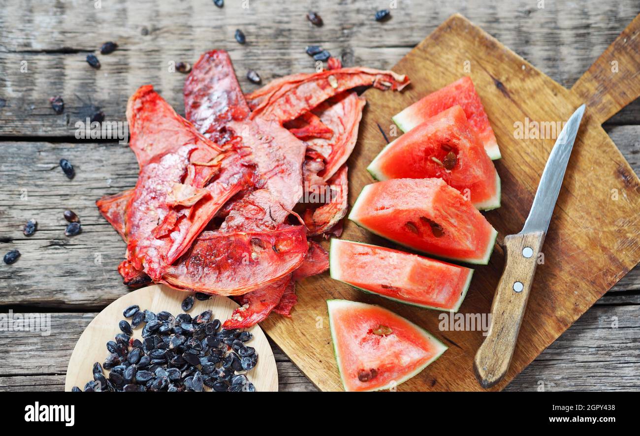 Sun Dried Watermelon From Top View Stock Photo - Alamy