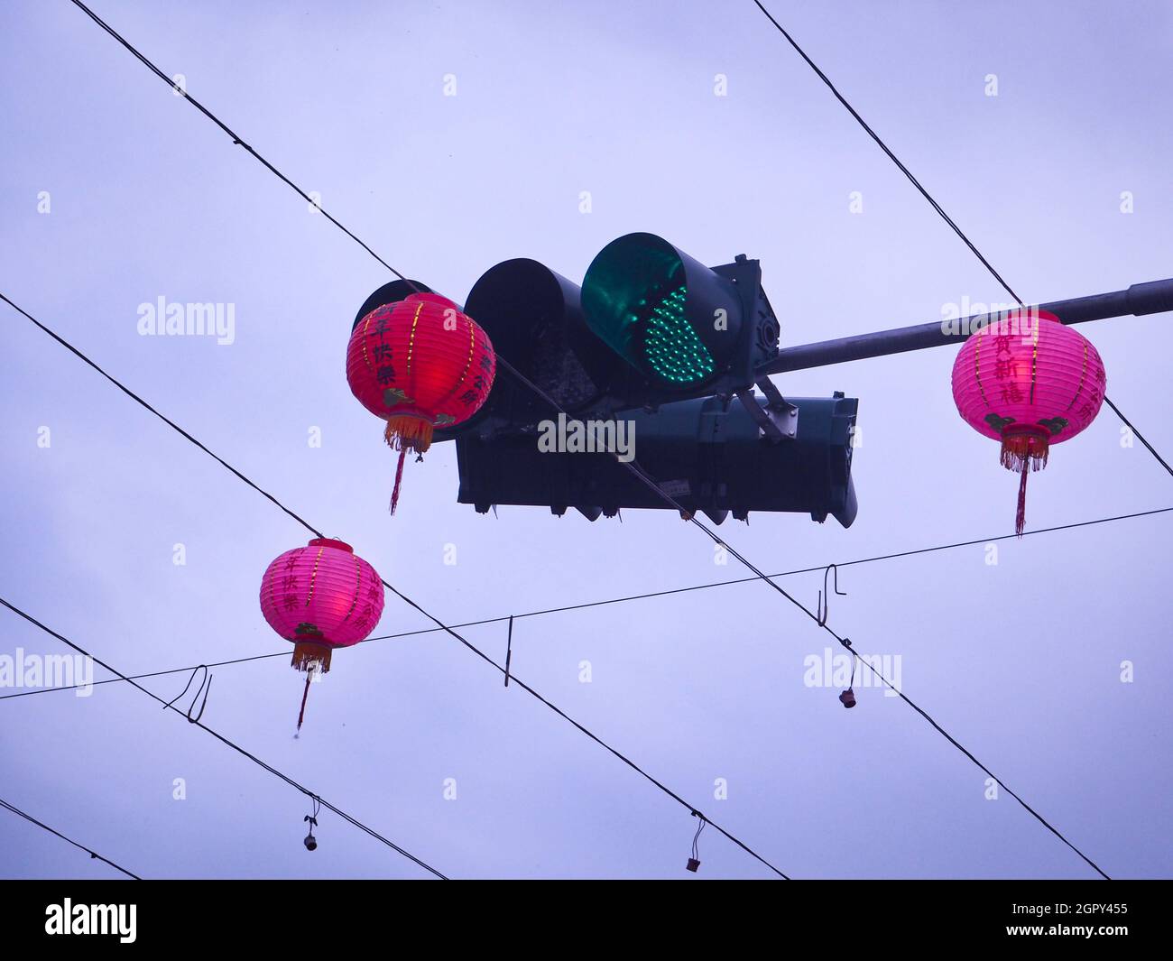 Red Lantern Traffic Light Stock Photo - Alamy