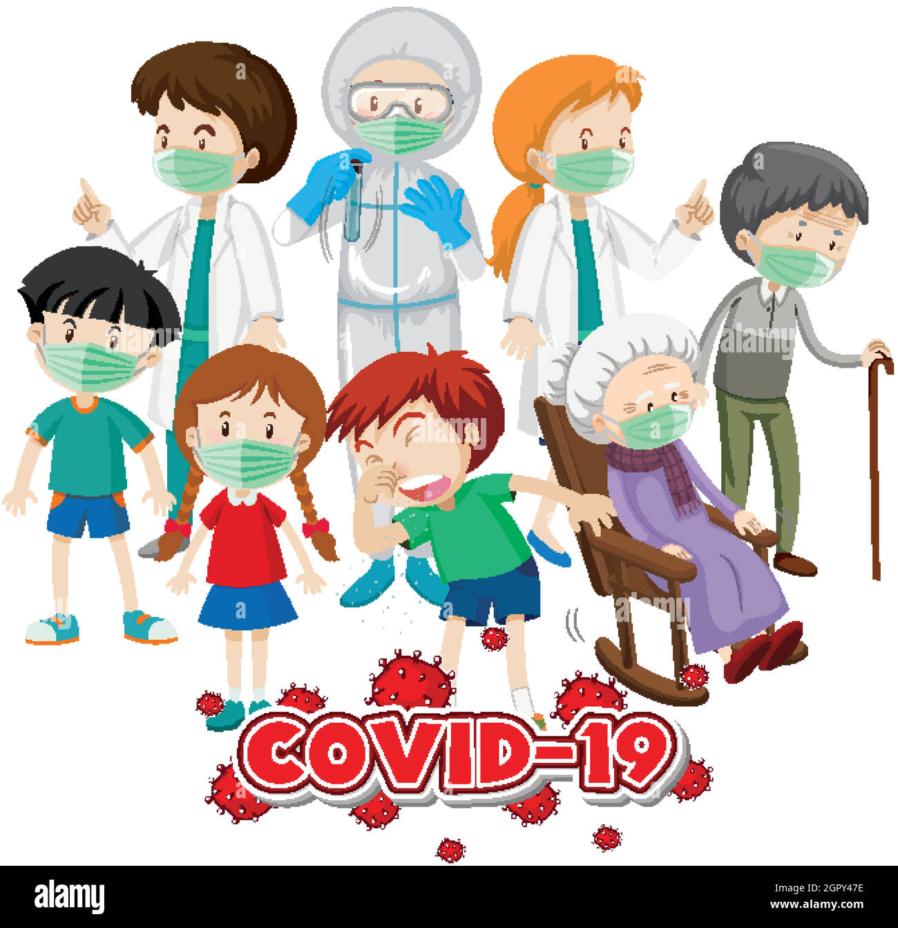 Poster design for coronavirus theme with many sick people in hospital ...