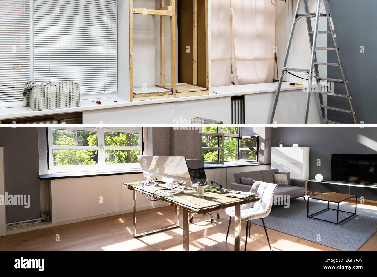 House Interior Renovation And Remodel Before After Stock Photo - Alamy
