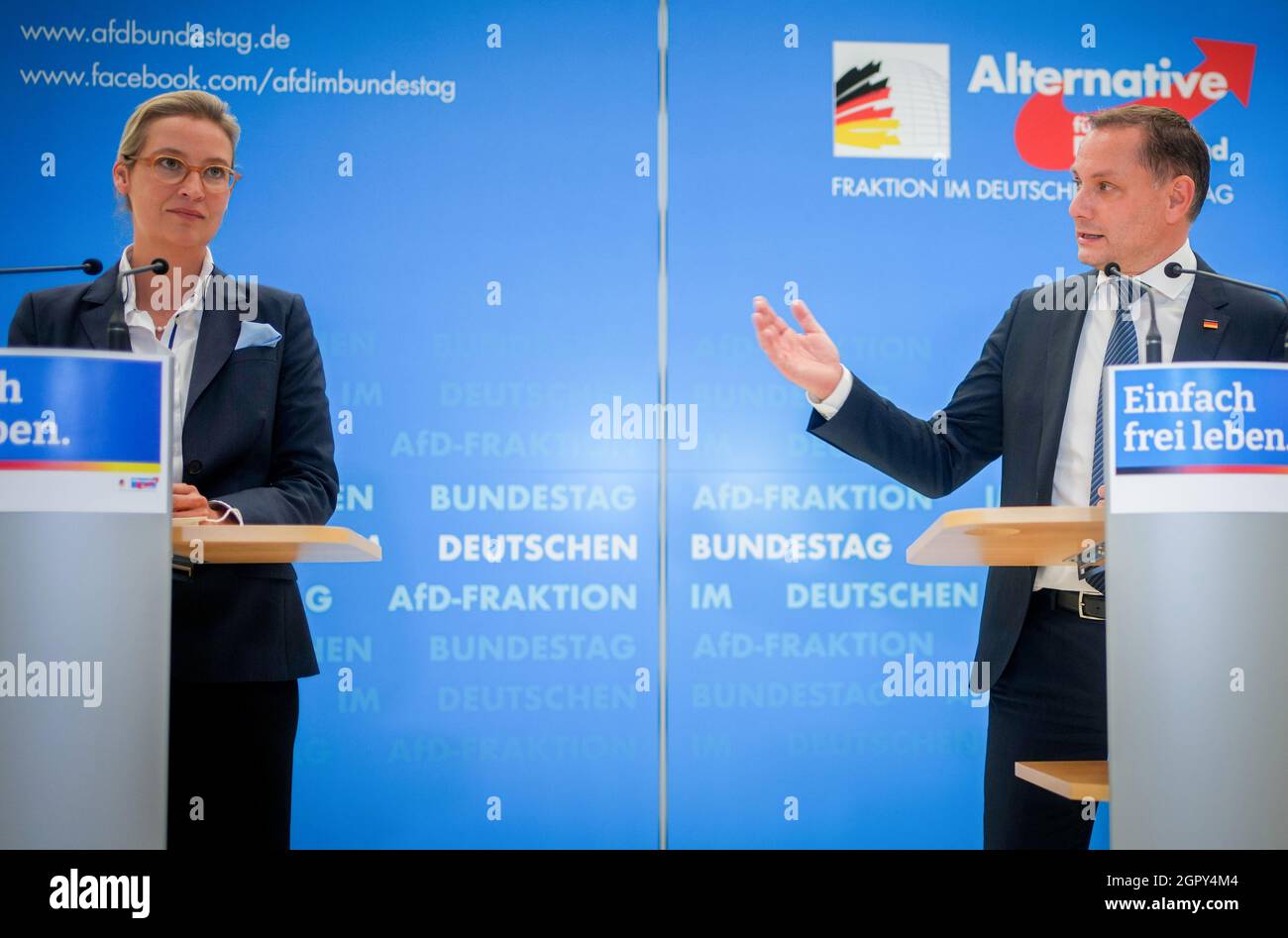 Berlin, Germany. 30th Sep, 2021. Newly elected AfD parliamentary group ...