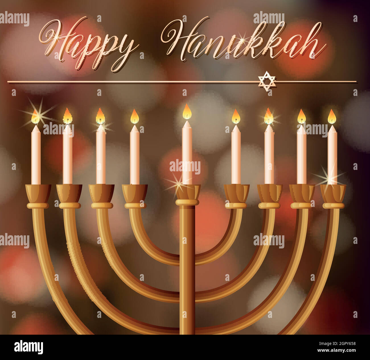 Happy Hanukkah card template with candlelights Stock Vector Image & Art ...