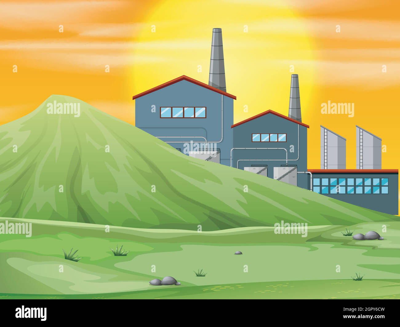 Factory sunrise Stock Vector Images - Alamy