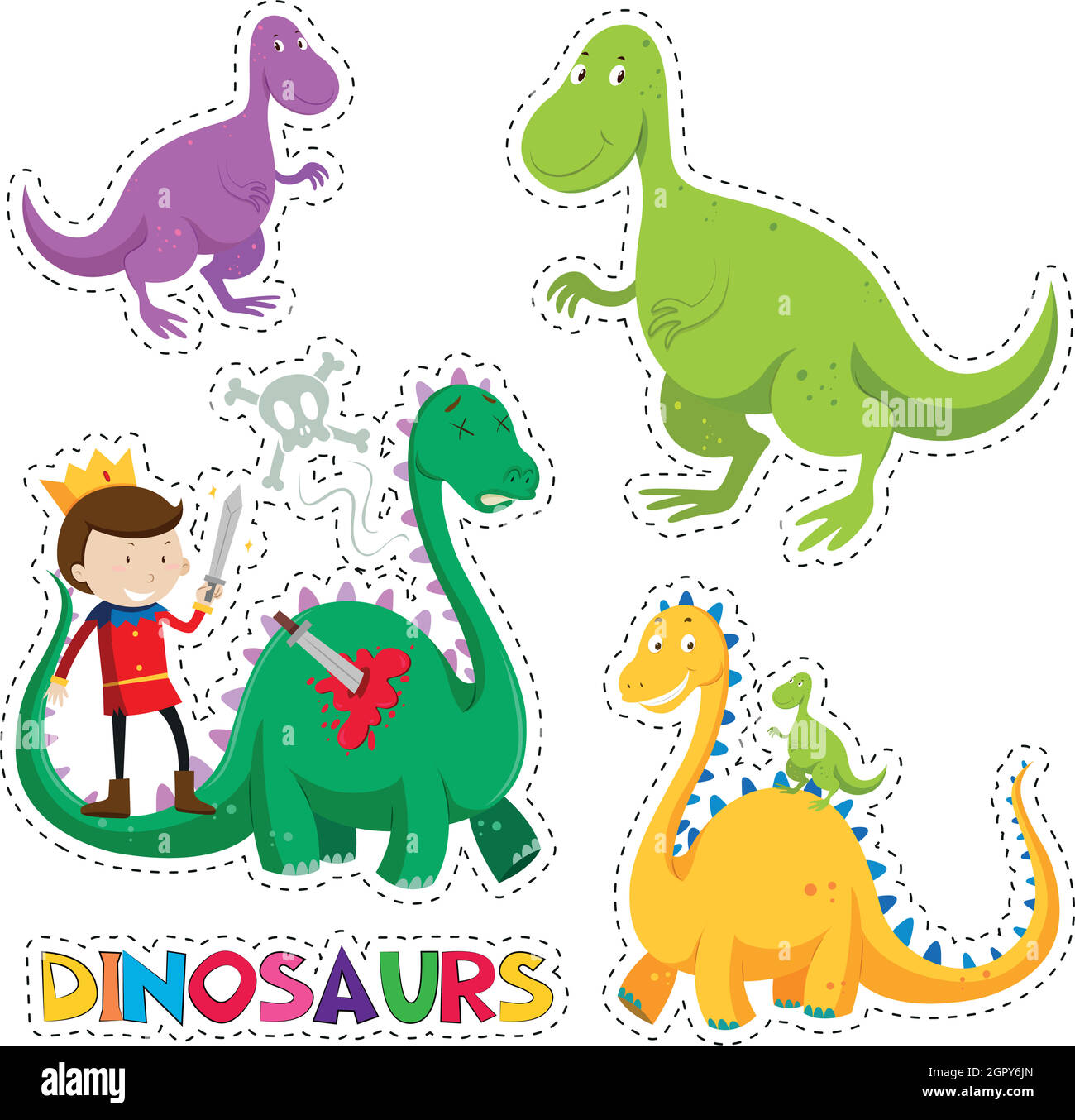 Sticker design for prince and dragons Stock Vector Image & Art - Alamy