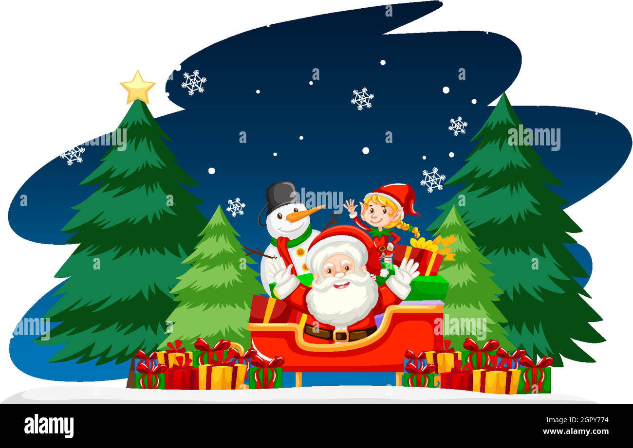 Christmas theme with Santa at night Stock Vector Image & Art - Alamy