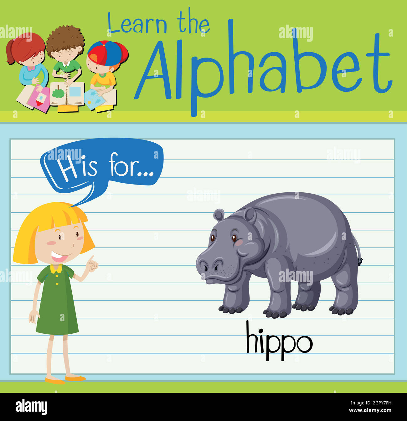 Flashcard letter H is for hippo Stock Vector Image & Art - Alamy