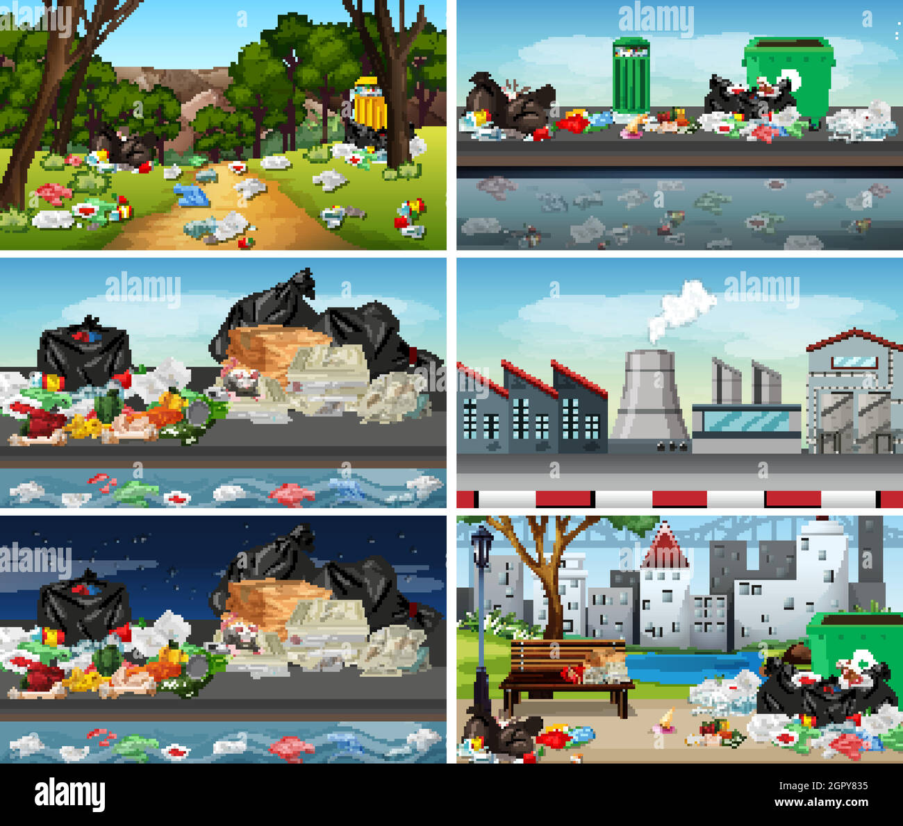 Set of polluted scenes Stock Vector Image & Art - Alamy