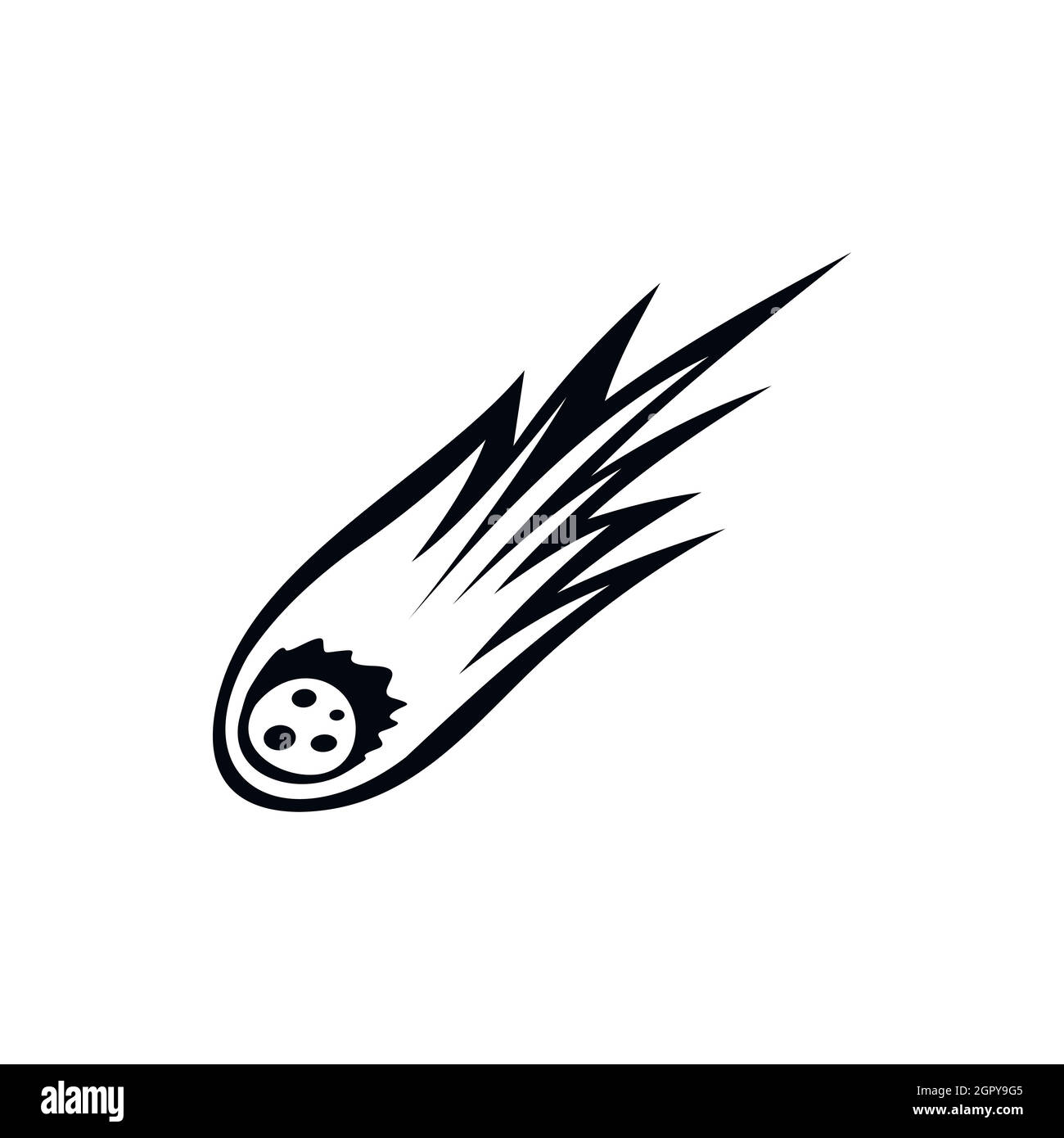 Falling meteor with long tail icon, simple style Stock Vector Image ...