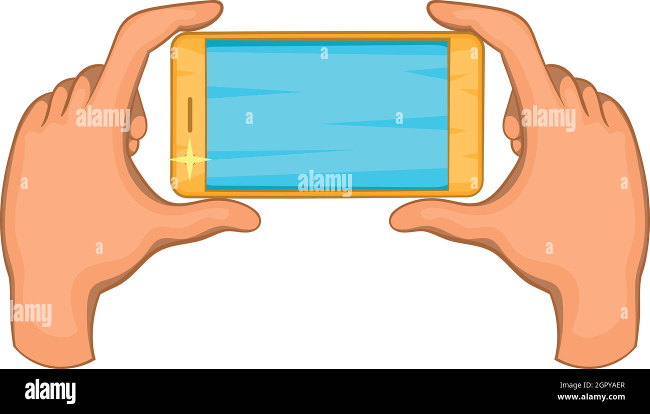 Hands holding cell phone icon, cartoon style Stock Vector Image & Art ...