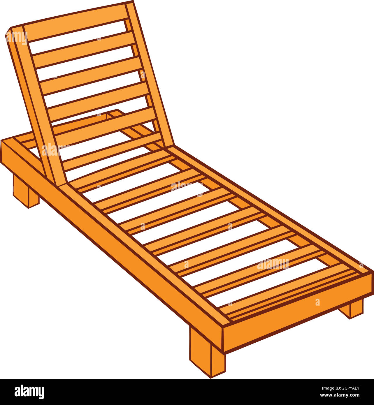 Wooden chaise lounge icon cartoon Cut Out Stock Images & Pictures - Alamy