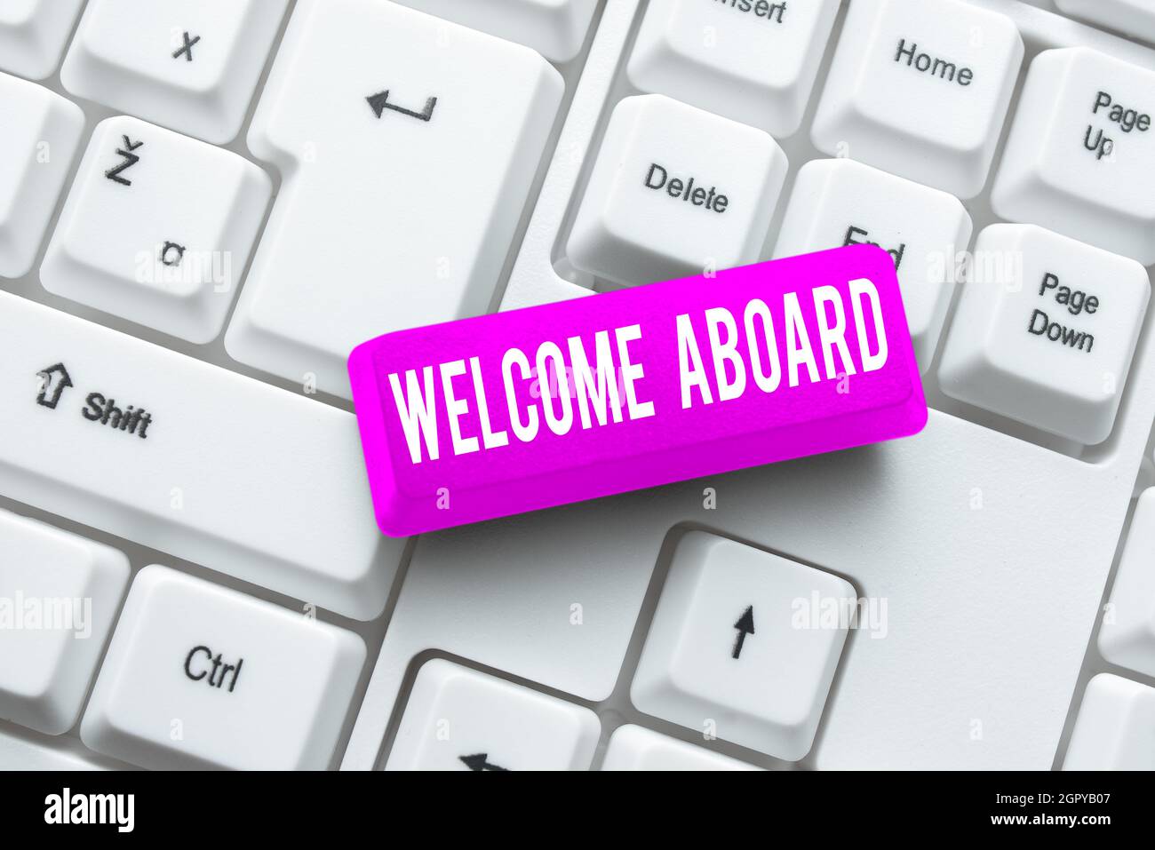 Hand writing sign Welcome Aboard. Word Written on Expression of ...